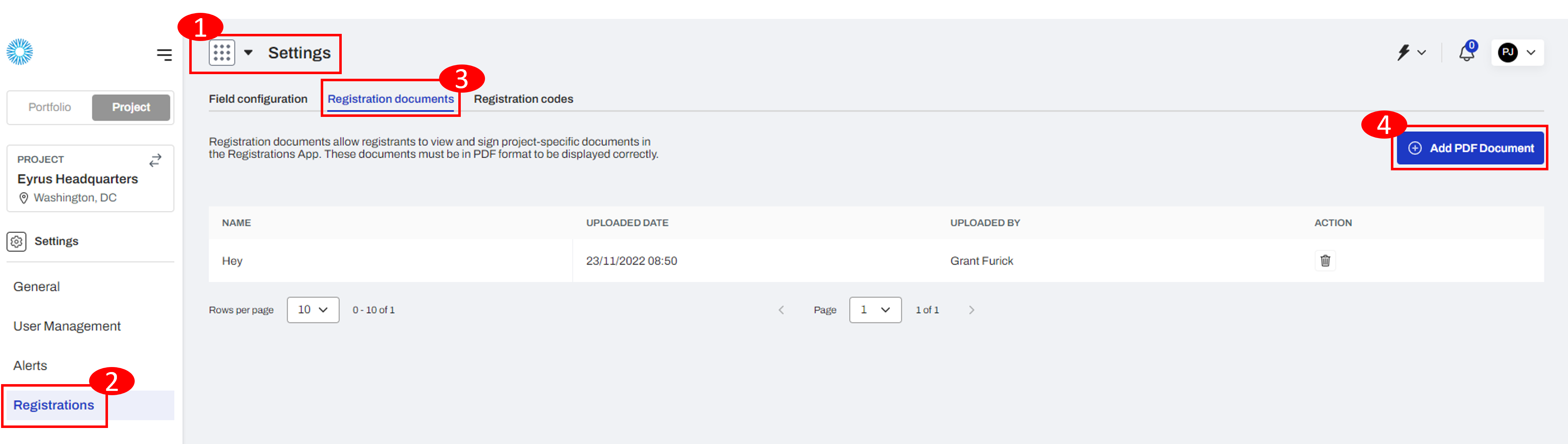 Using Registration Documents – Eyrus Support