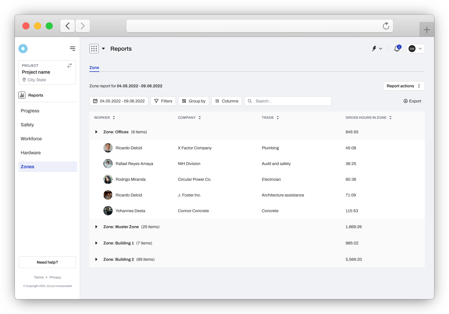 Zone Report – Eyrus Support