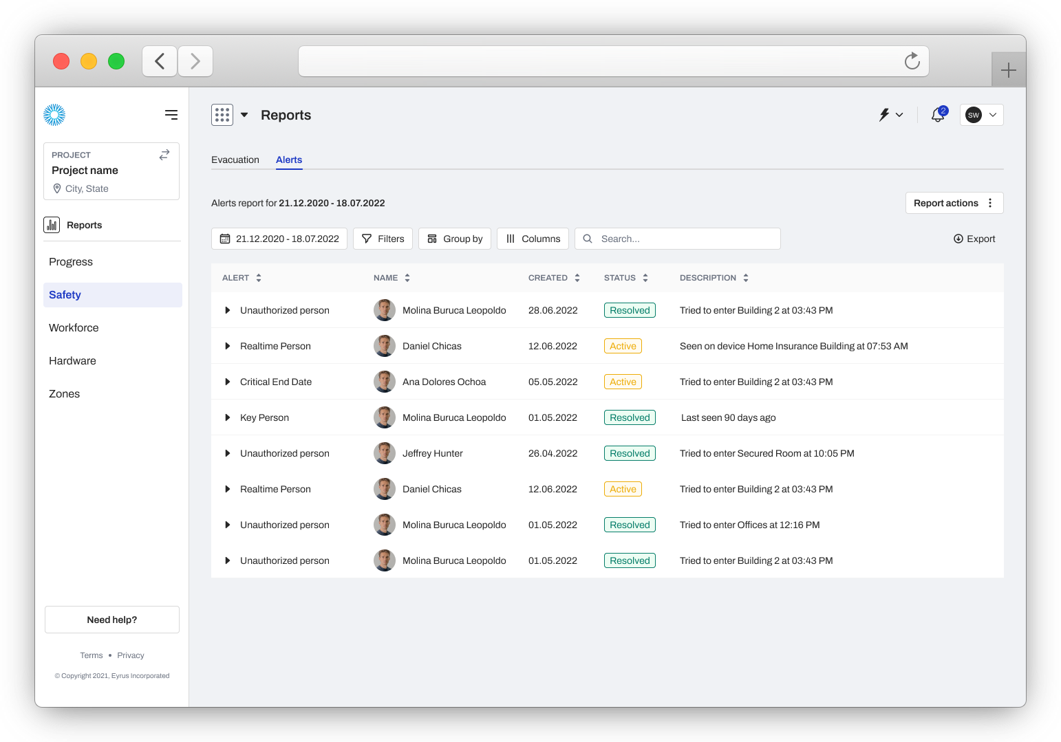 Safety Reports – Eyrus Support
