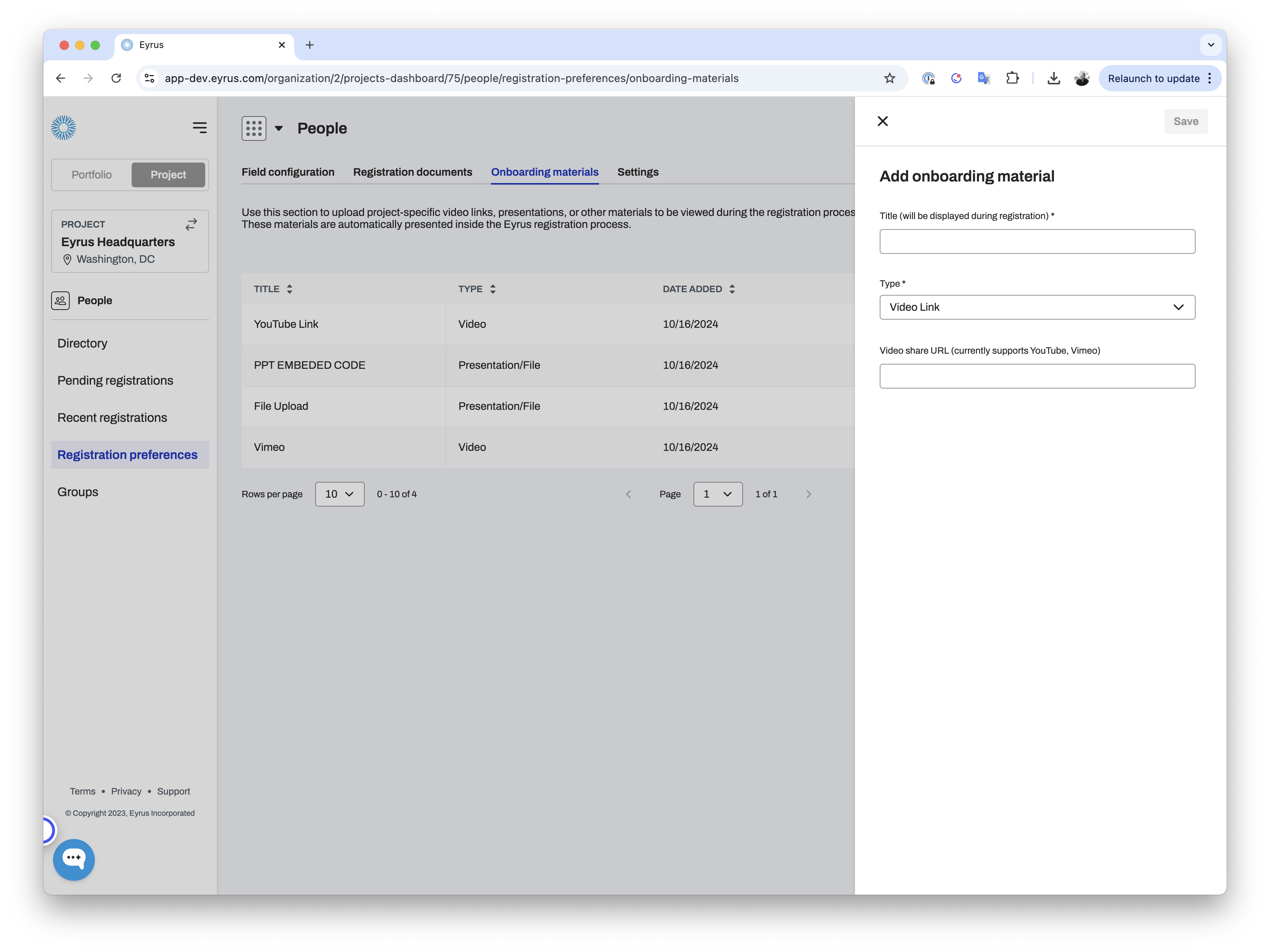 Using Onboarding Materials (Video or Presentations) – Eyrus Support