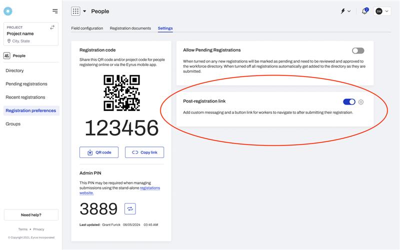 Using Post-Registration Links – Eyrus Support